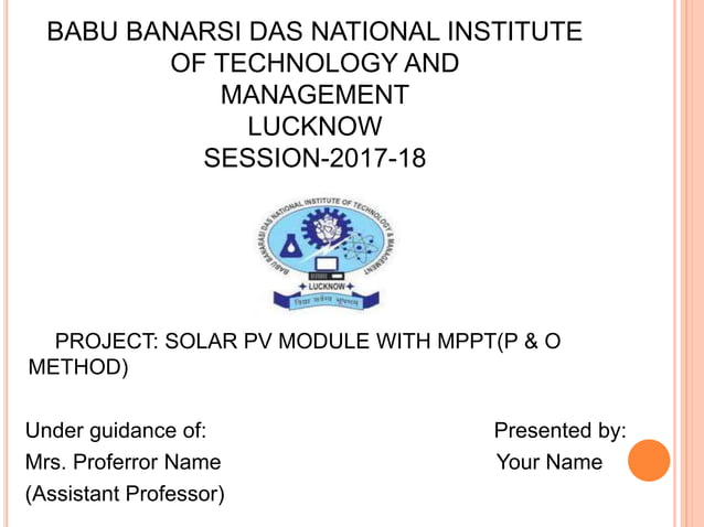 Solar Pv Model With Mppt P And O Method Pptx Computer Software And Applications Computing