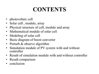 Mppt and mppt with pi converter based phtovoltic system | PPT