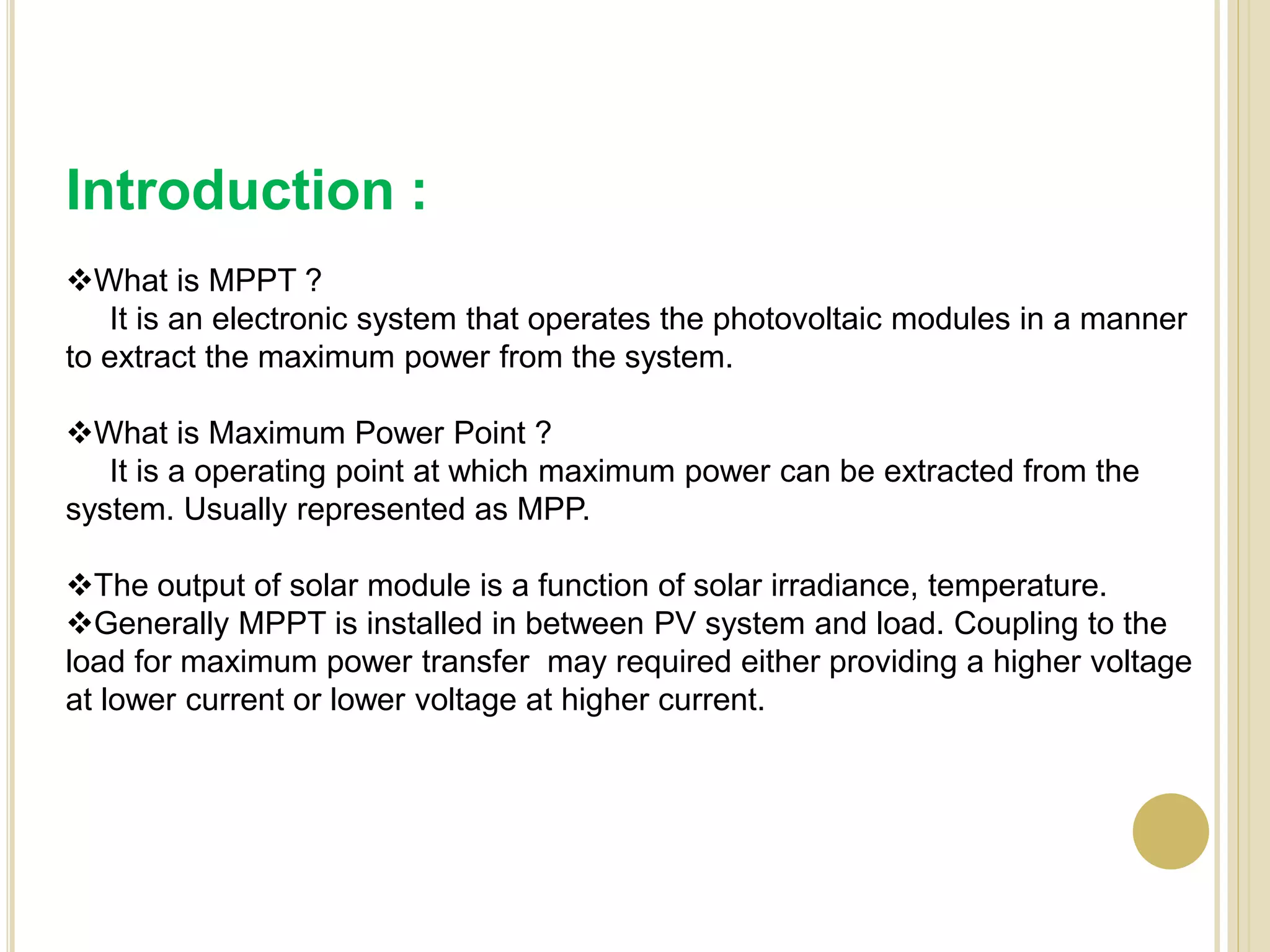 Mppt presentation slides final | PPTX