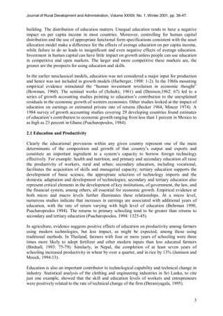 The role of education in economic development | PDF