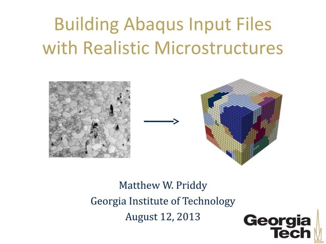Dream3D and its Extension to Abaqus Input Files | PPT