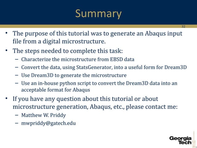 Dream3D and its Extension to Abaqus Input Files | PPT