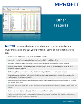 MProfit Features | PDF | Stocks and Bonds | Personal Investing
