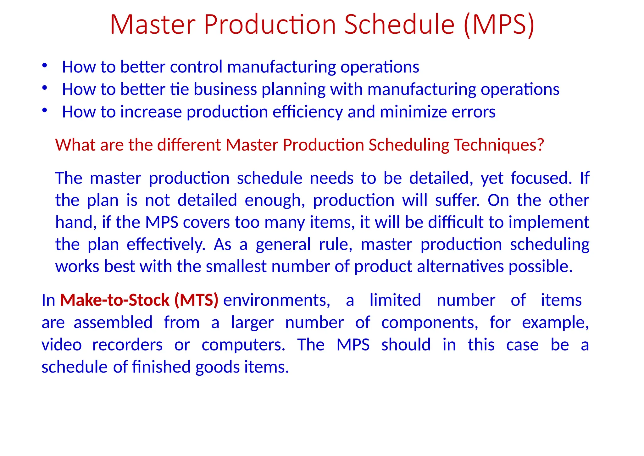 Master Production Schedule - Production Planning & Control | PPTX