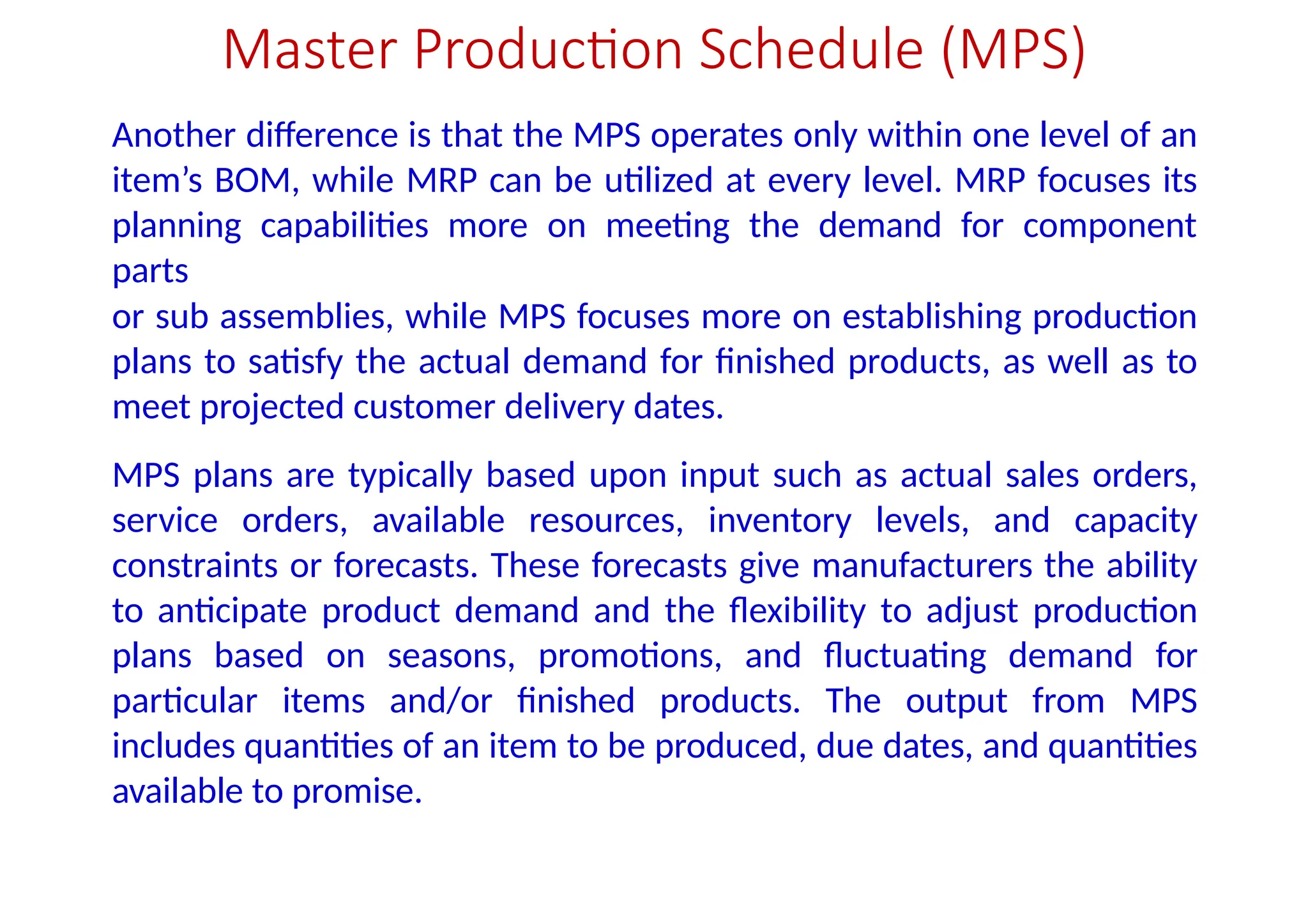 Master Production Schedule - Production Planning & Control | PPTX