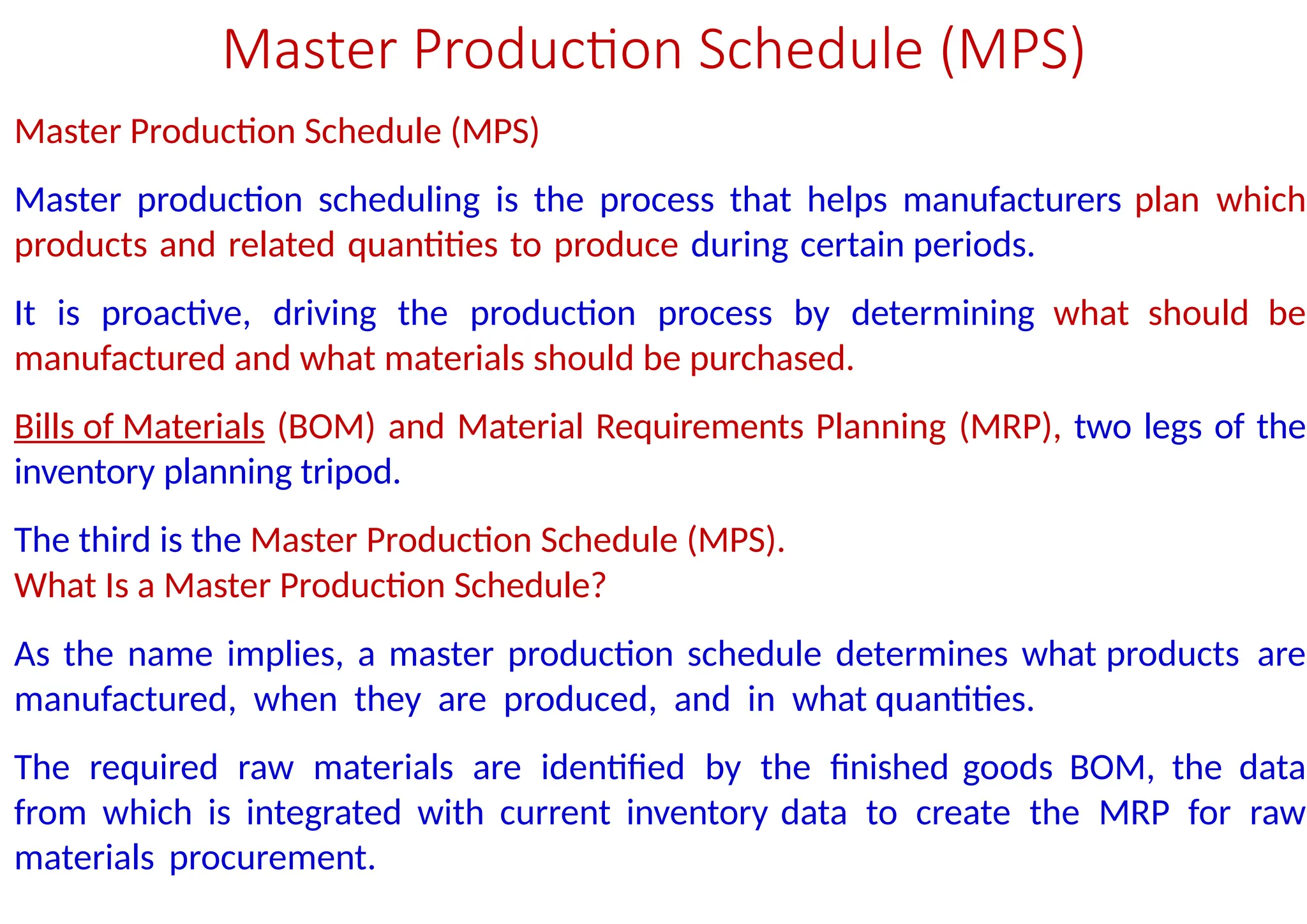Master Production Schedule - Production Planning & Control | PPTX