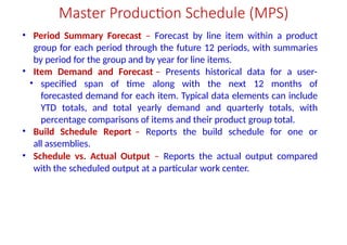 Master Production Schedule - Production Planning & Control | PPTX