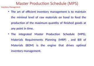 Master Production Schedule - Production Planning & Control | PPTX