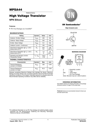 Original NPN Transistor A44 TO-92 New | PDF