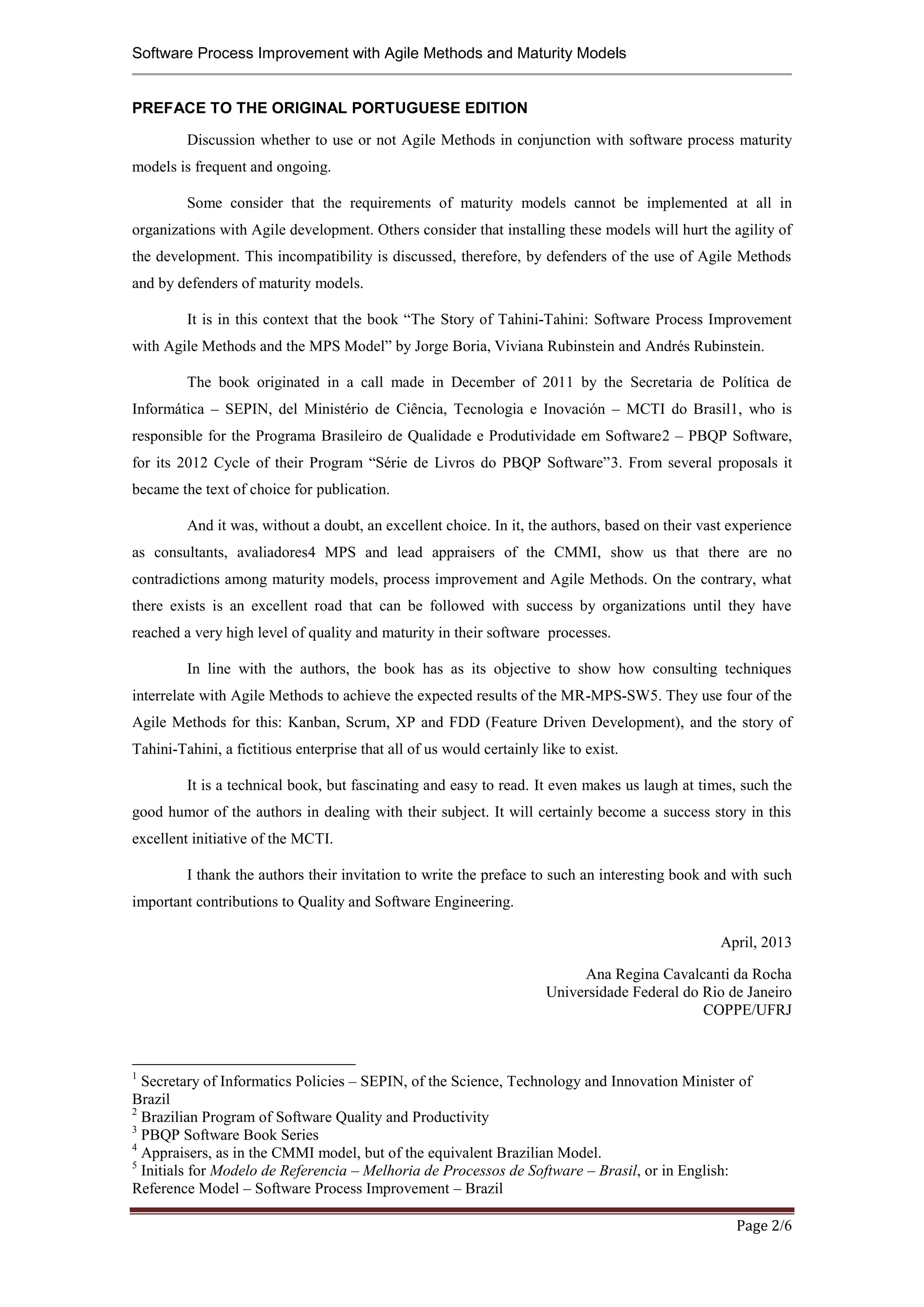 The Story of Tahini-Tahini: Software Process Improvement with Agile ...