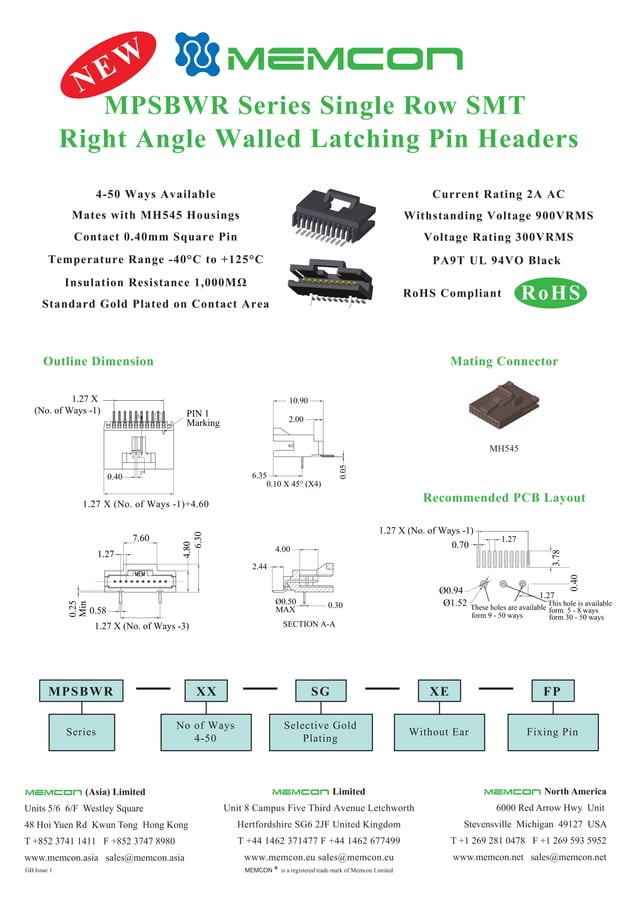 Memcon Mpsbwr series-single-row-right-angle-smt | PDF