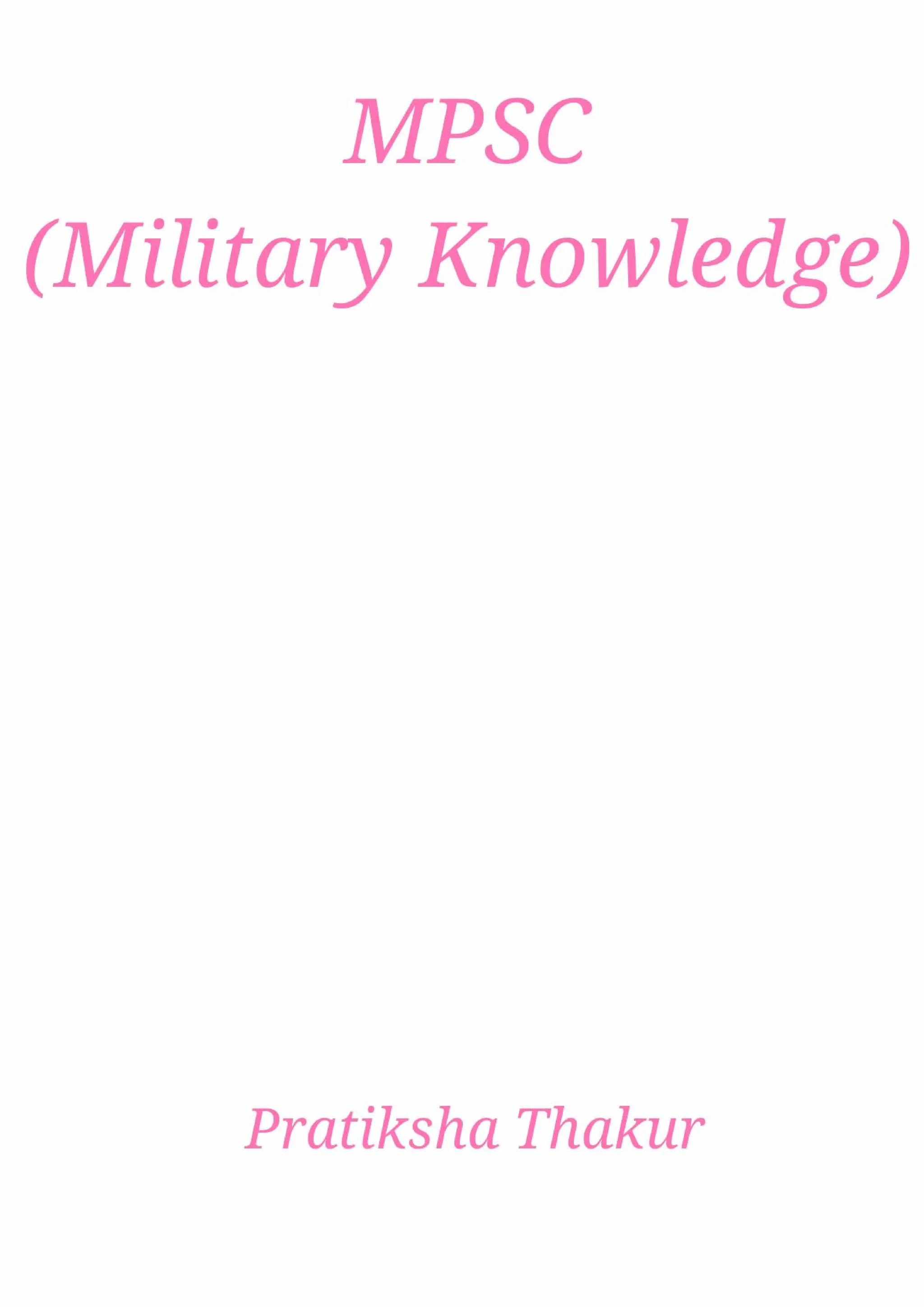 MPSC (Military Knowledge) | PDF