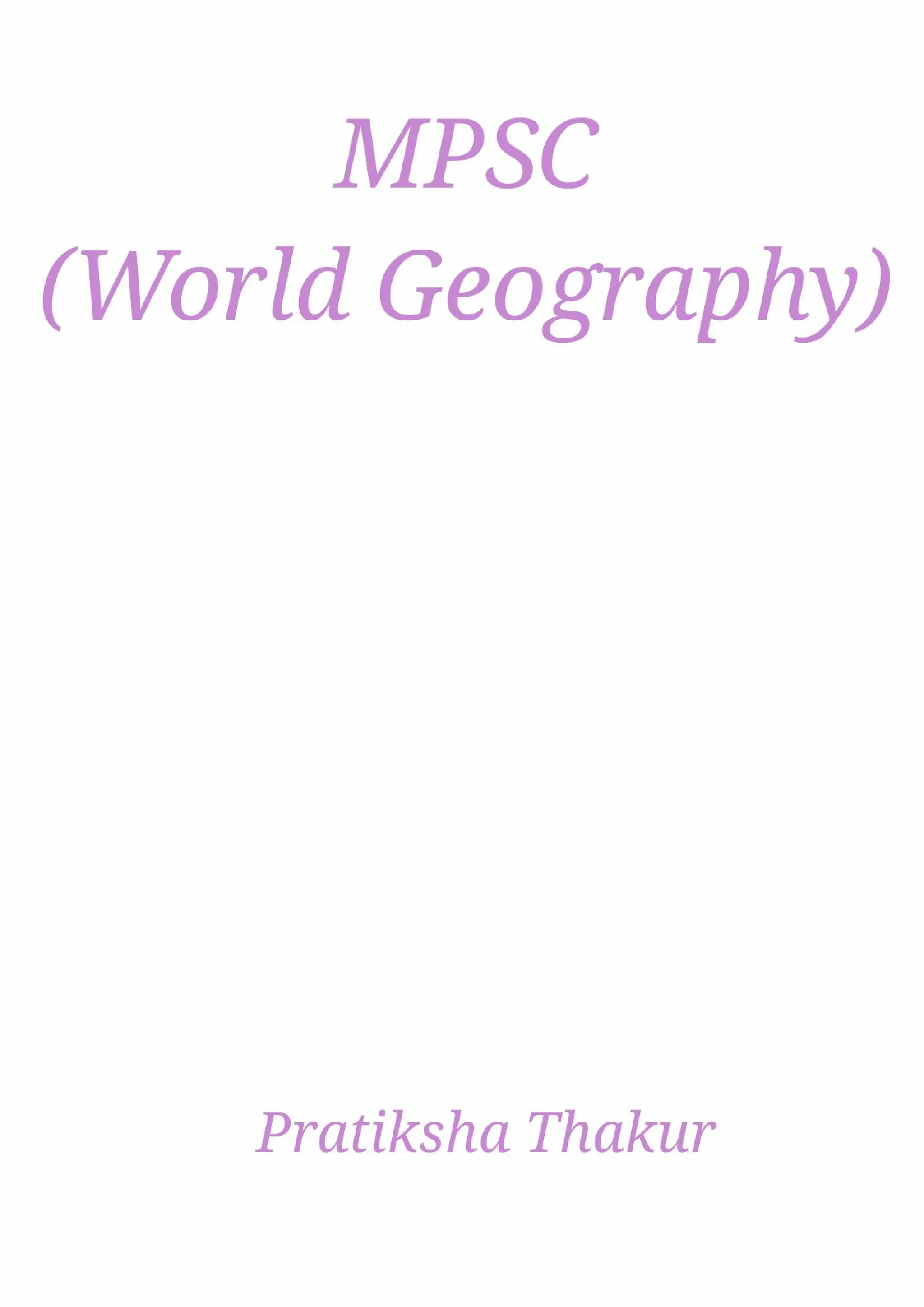 MPSC (World Geography) | PDF