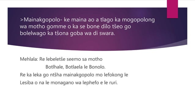 Mpslay1(Sepedi) presentation | PPTX