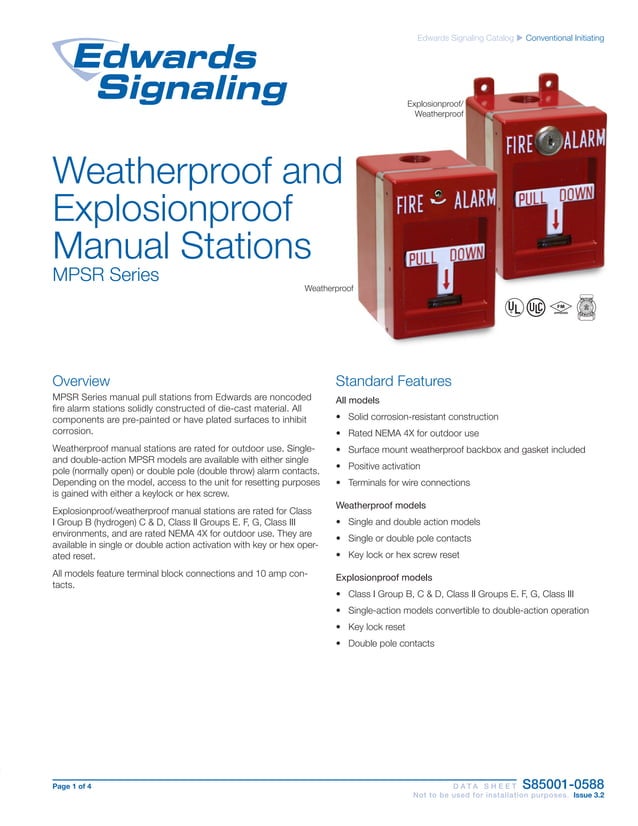 Edwards Signaling MPSR1-S45W-GE Data Sheet | PDF
