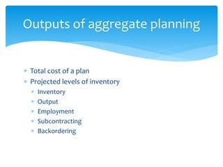 Mps vs aggregate planning | PPTX