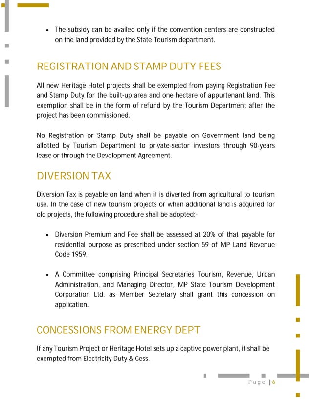 MP Tourism Policy, 2012 | PDF | Hotel Properties | Real Estate