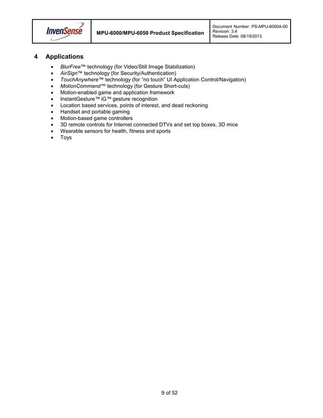 Mpu 6050 data-sheet | PDF | Computer Software and Applications | Computing