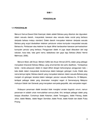 Mpu3213 perbezaan dialek negeri pahang dan negeri kedah | DOCX