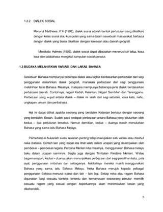 Mpu3213 perbezaan dialek negeri pahang dan negeri kedah | DOCX