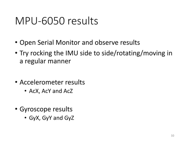 MPU6050 IMU with Arduino | PPTX