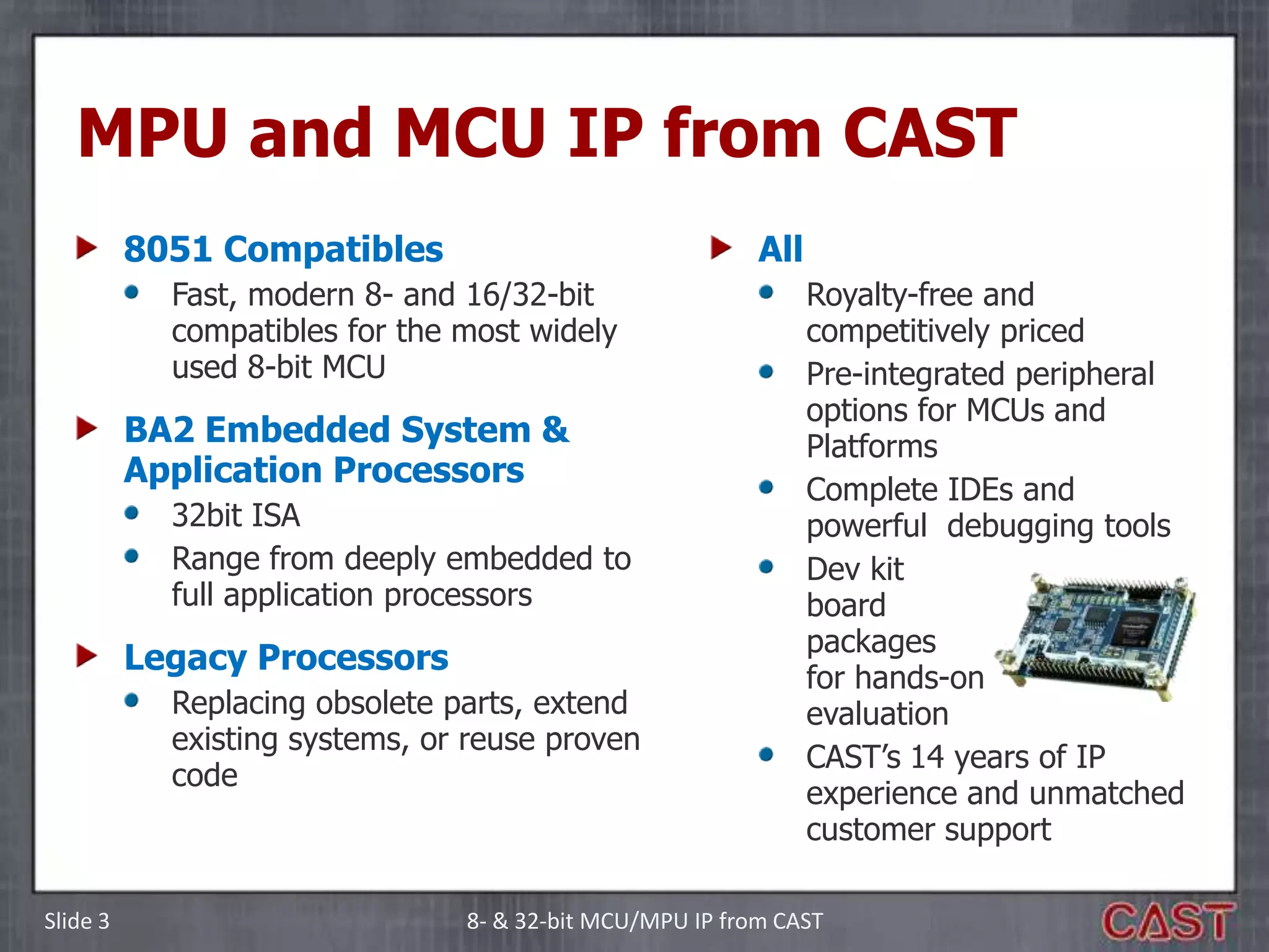 MPU and MCU IP Cores from CAST | PPT