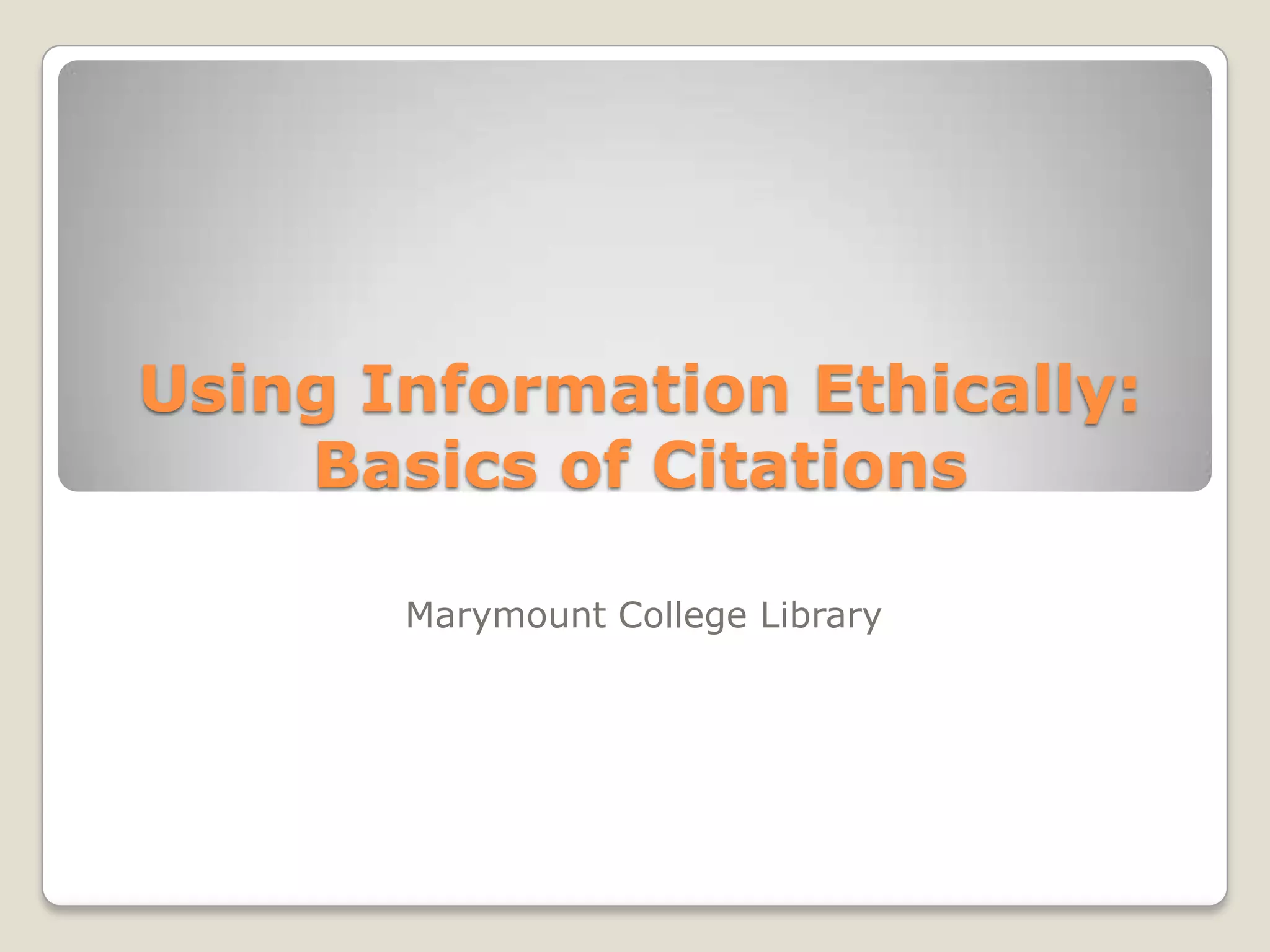 MCPV Library Citation Instruction | PPTX