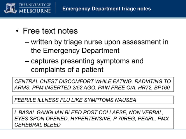 Syndromic Surveillance from Emergency Department Triage Notes | PPTX