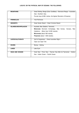 Relief oceania | DOCX
