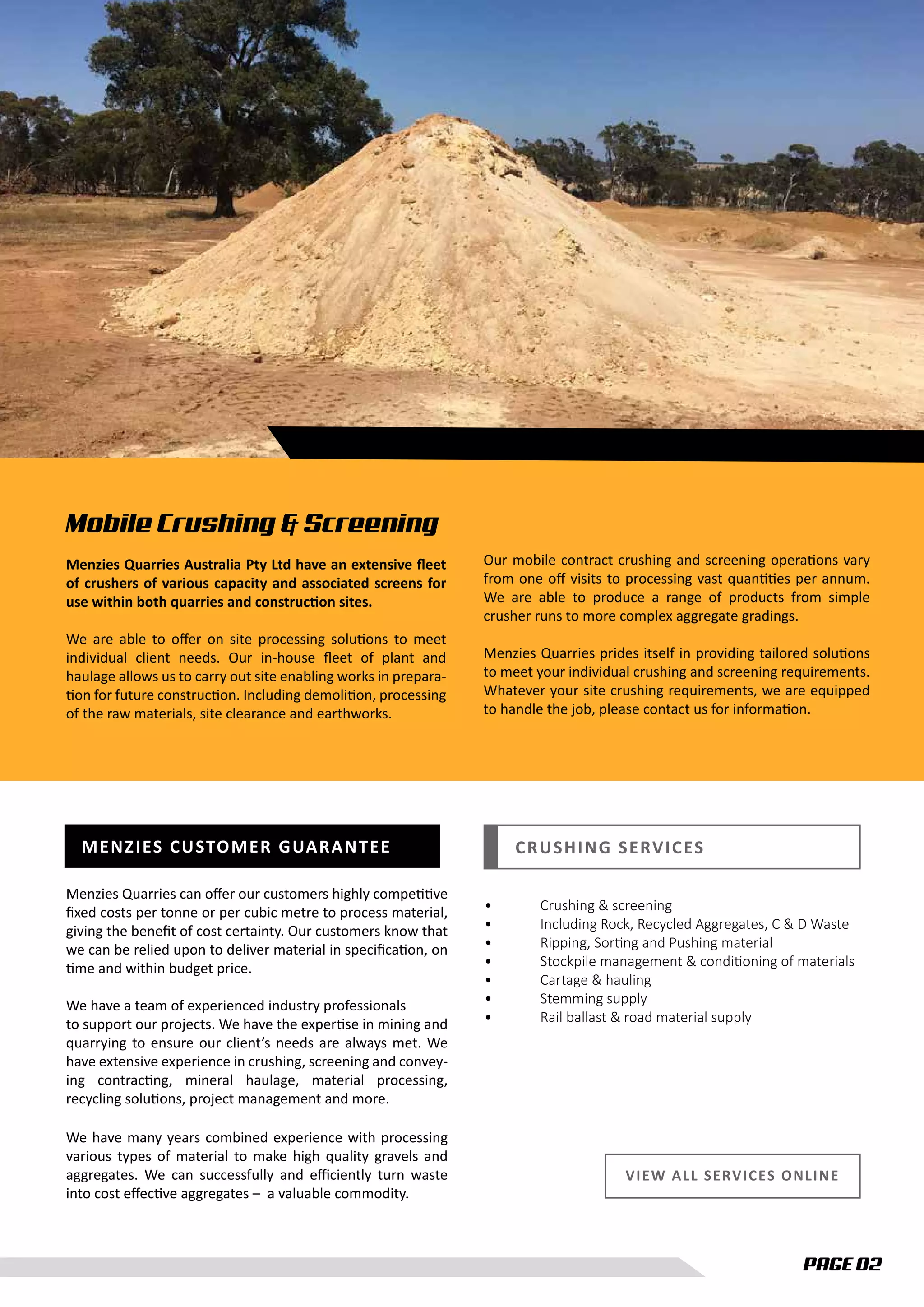 Menzies Quarries - Crushing & Screening Capabilities | PDF