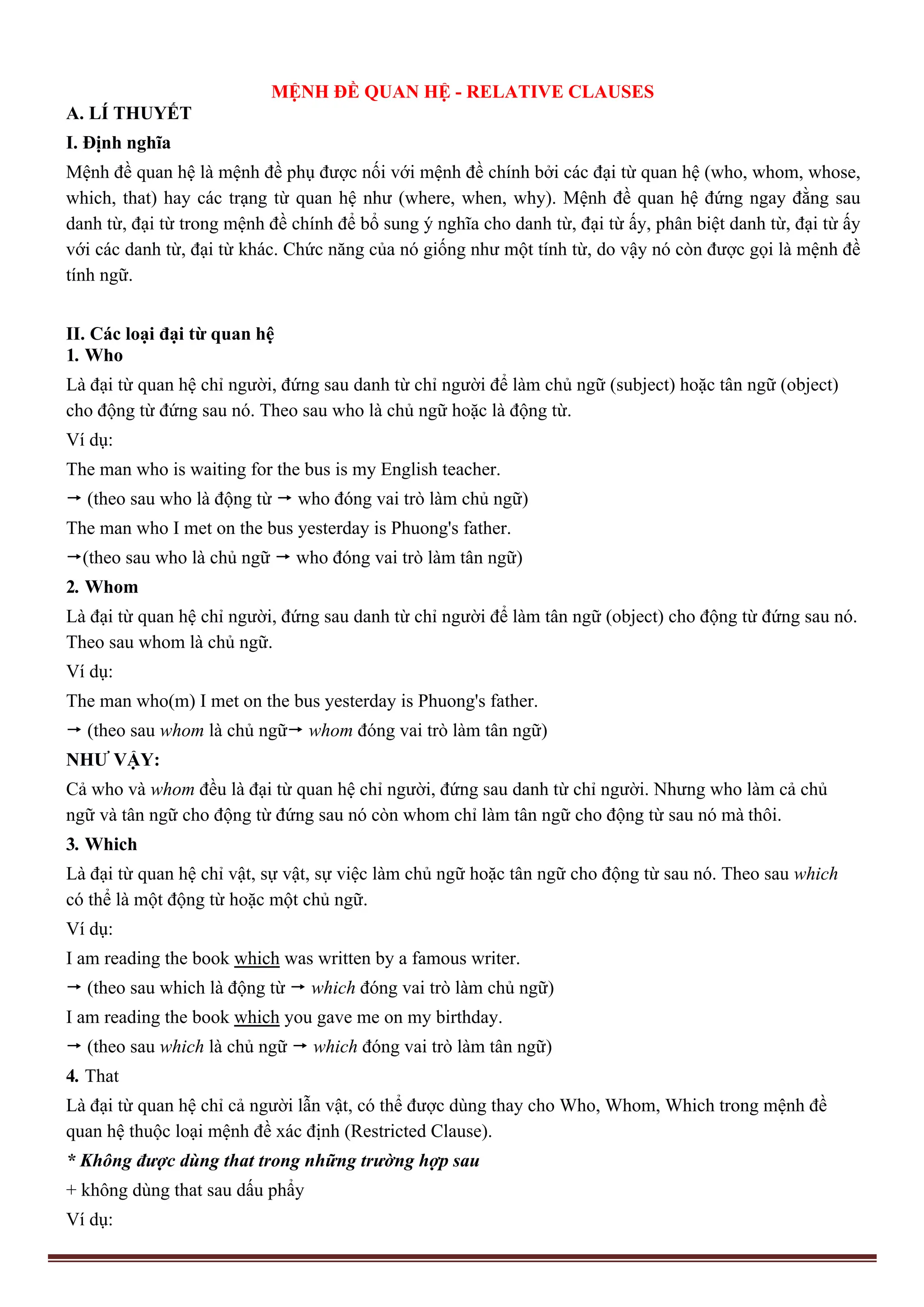 Relative clauses: usages and exercises,, | PDF