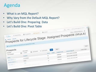 MQL Pivot Table from Pardot Marketing Automation System | PPTX | Computing | Technology & Computing