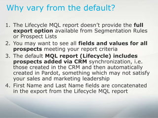 MQL Pivot Table from Pardot Marketing Automation System | PPTX | Computing | Technology & Computing
