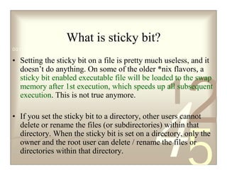 Sticky bit suid sgid | PDF | Operating Systems | Computer Software and ...