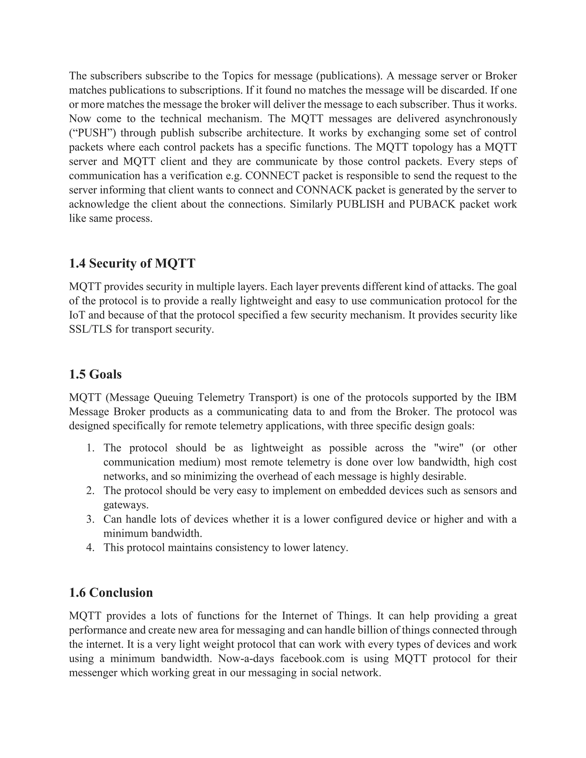 A Short Report on MQTT protocol for Internet of Things(IoT) | PDF | Internet | Computing