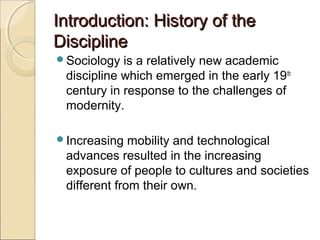 Historical setting in which Sociology appeared as a discipline. | PPT