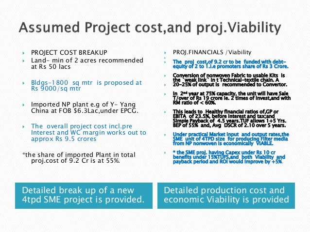 Business viability model for a SME Nonwoven project for needlepunche…