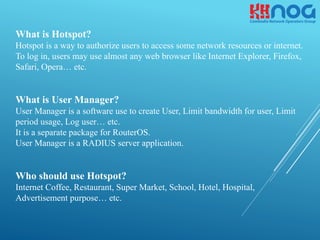 Mikrotik Hotspot User Manager | PDF
