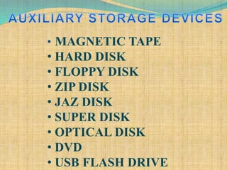 PPT on Auxiliary Storage Devices | PPTX