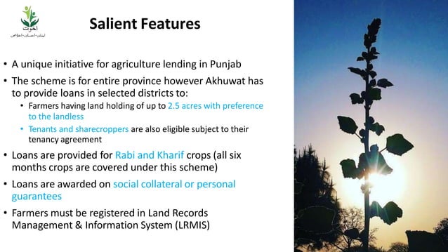 AlHuda CIBE - Interest-free Agriculture E-Credit Scheme | PPT
