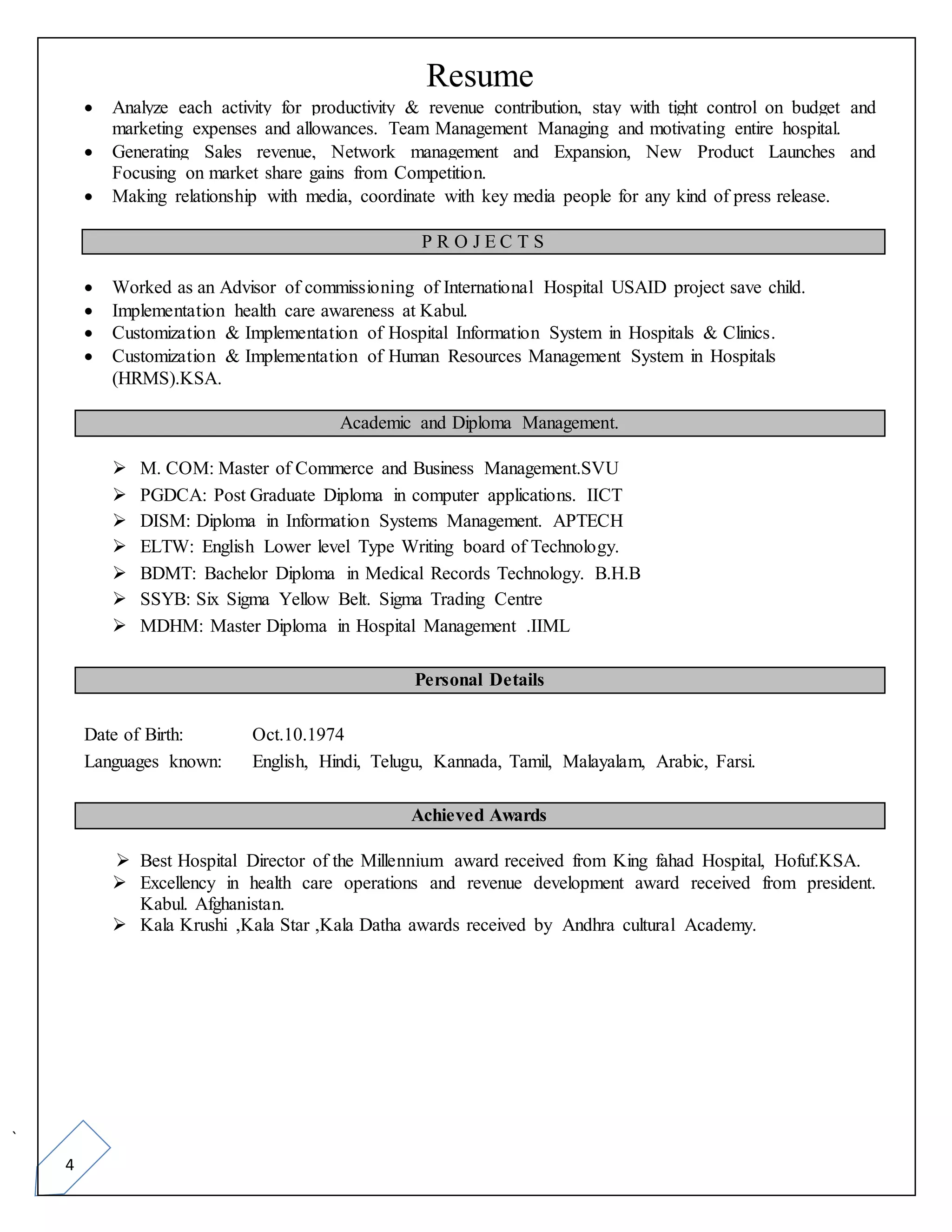 Mr.Kiran Kumar Resume HMIS | DOCX