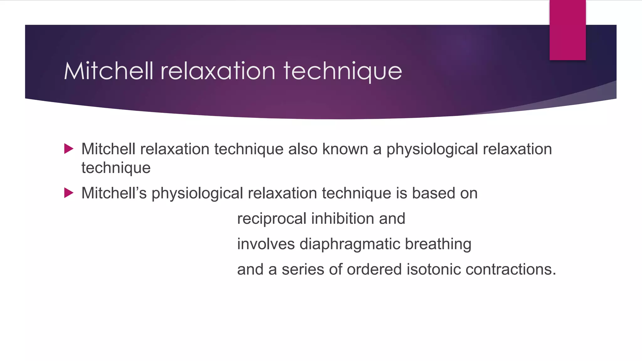 MITCHELL’S RELAXATION TECHNIQUE | PDF