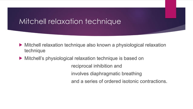 MITCHELL’S RELAXATION TECHNIQUE | PDF | Pregnancy | Reproductive Health