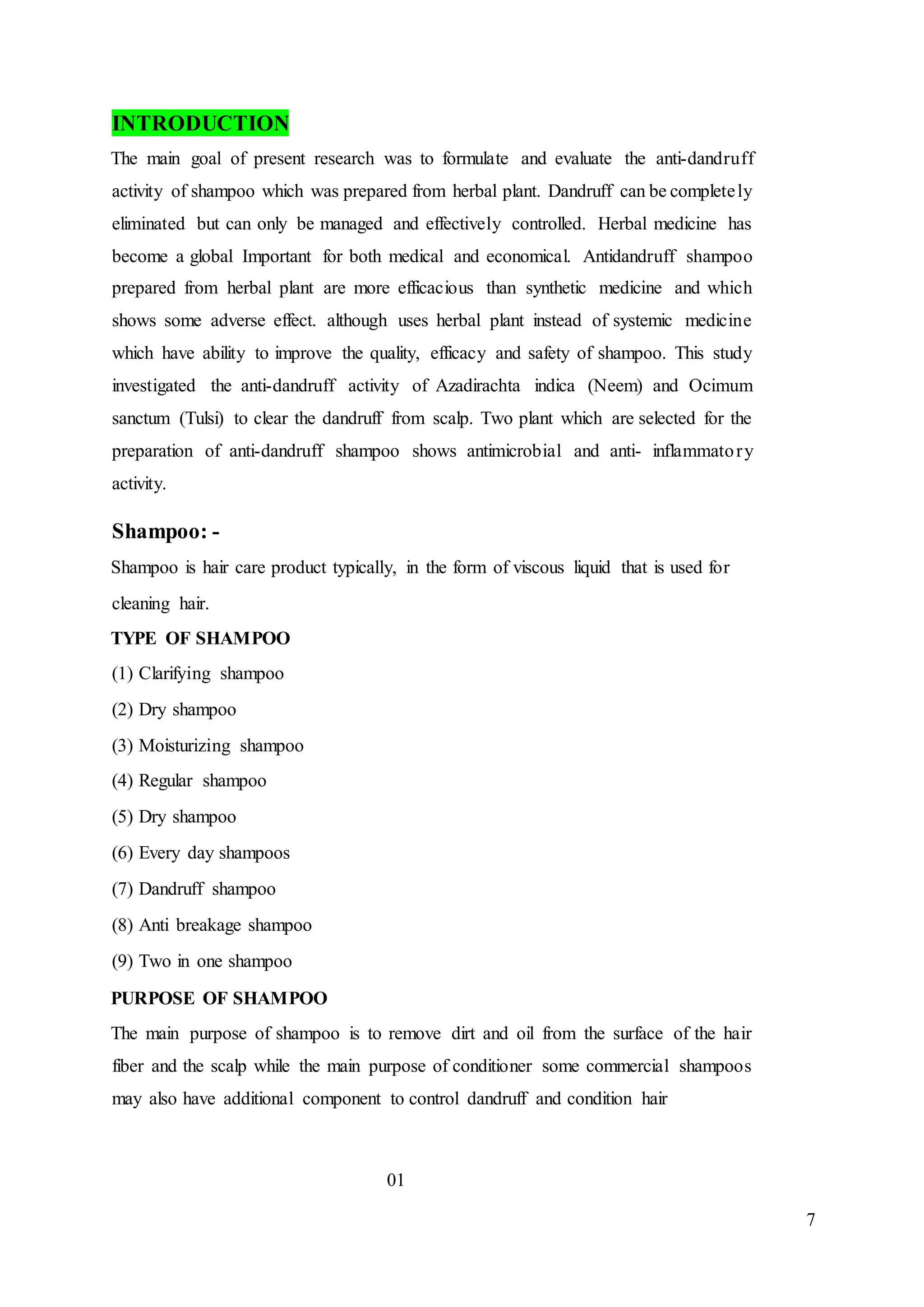 SHAMPOO project Report(Mr.DINESH KUMAR) | DOCX