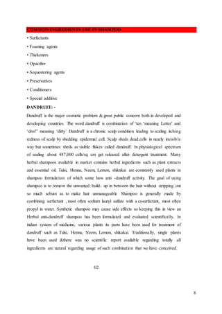 SHAMPOO project Report(Mr.DINESH KUMAR) | DOCX