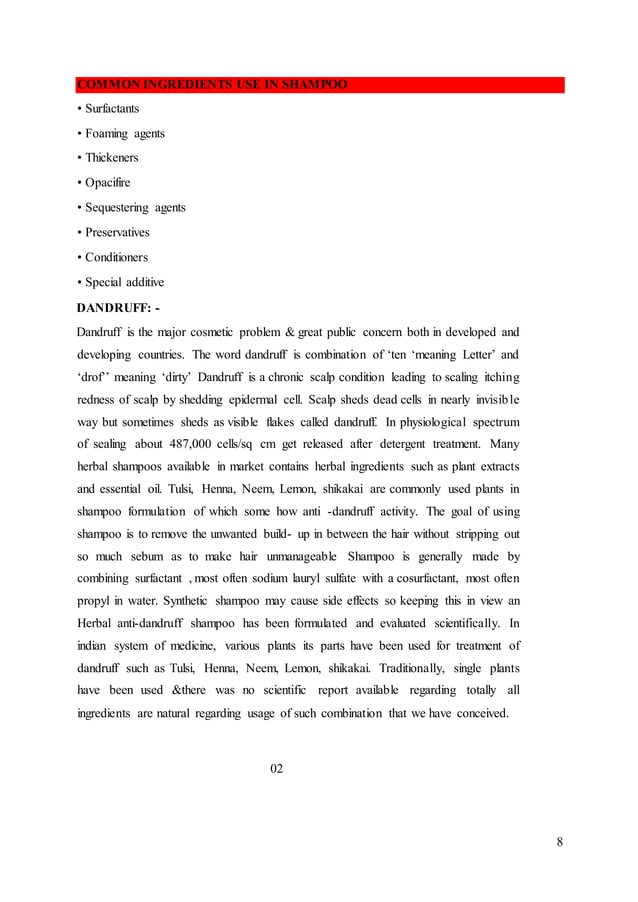 SHAMPOO project Report(Mr.DINESH KUMAR) | DOCX | Hair Care | Beauty
