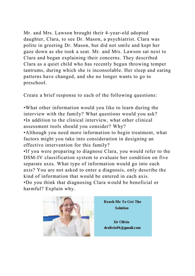 Mr. and Mrs. Lawson brought their 4-year-old adopted daughter, Clara.docx