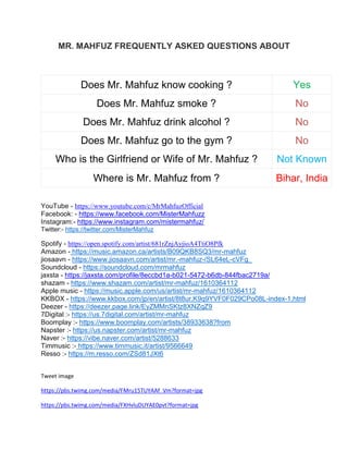 MR. Mahfuz Biography | DOCX | Music | Entertainment