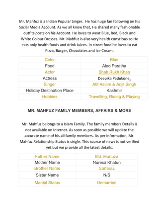 Mr. Mahfuz 2023 Biography | DOCX
