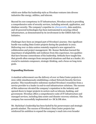 Mr. Kumar Bachchan: Cybersecurity Innovation at Niveshan Technologies | The Enterprise World | PDF